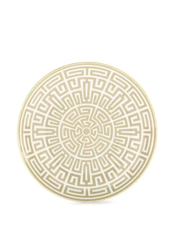 GINORI 1735 Labirinto Venezia Charger Plate With Geometric Pattern And Gold Trim - White