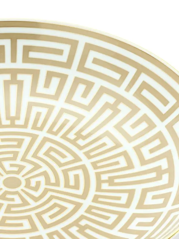 GINORI 1735 Labirinto Venezia Charger Plate With Geometric Pattern And Gold Trim - White