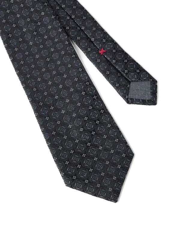 Brunello Cucinelli Printed Silk Neck Tie - Grey