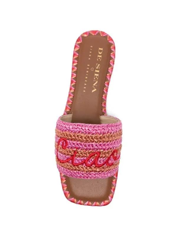 Giada Benincasa Raffia Slipper With Embroidered Detailing