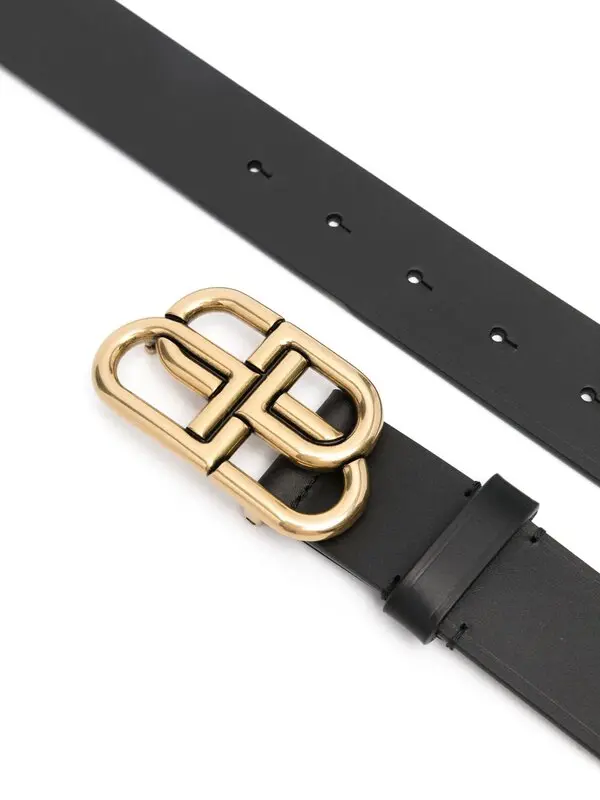 Balenciaga Bb High Belt With Gold Buckle