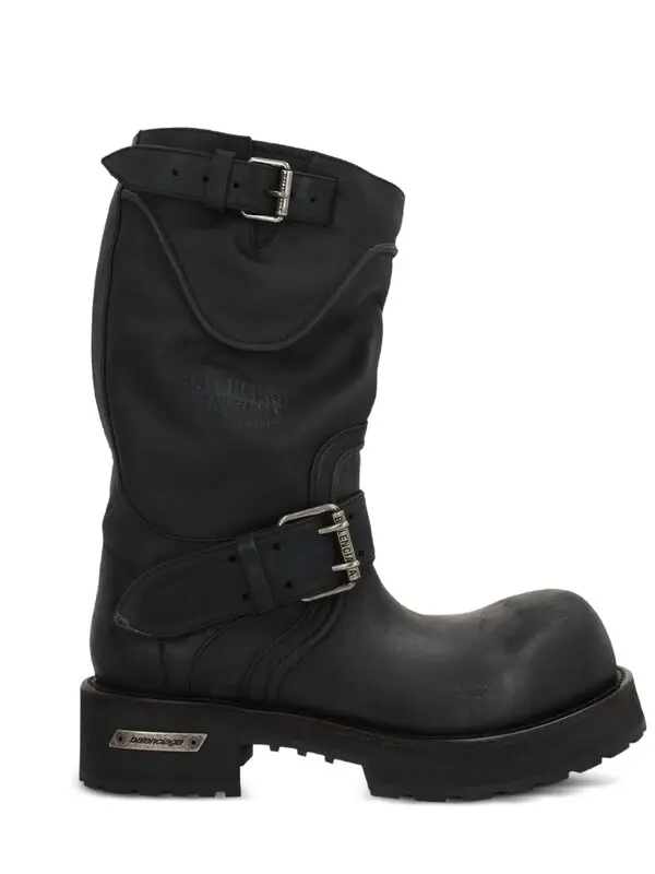 Balenciaga Leather Buckled Boots