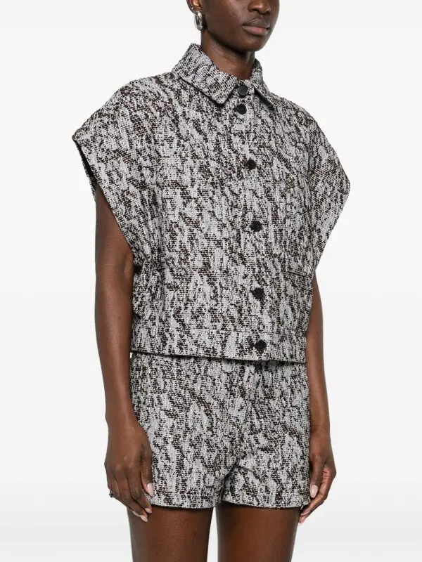 IRO PARIS Estel Textured Weave Cotton Blend Shirt - Brown