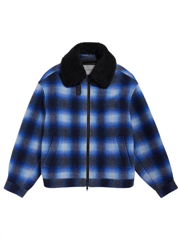 Balenciaga Plaid Flannel Bomber Jacket With Shearling Collar