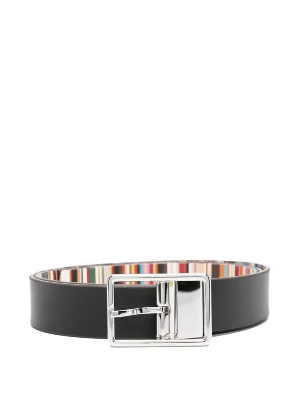 Paul Smith Leather Belt With Silver-tone Buckle - Black