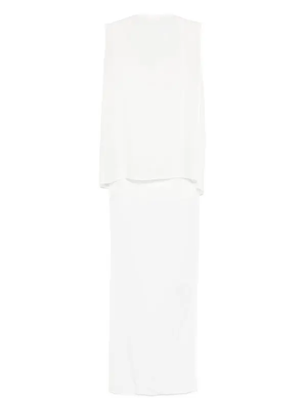 PAROSH Silk Sleeveless Cowl Neck Top With Straight Hem