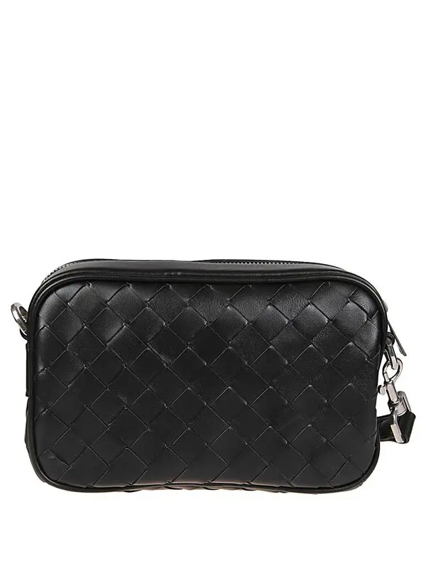 Bottega Veneta Mini Intrecciato Leather Crossbody Bag - Black