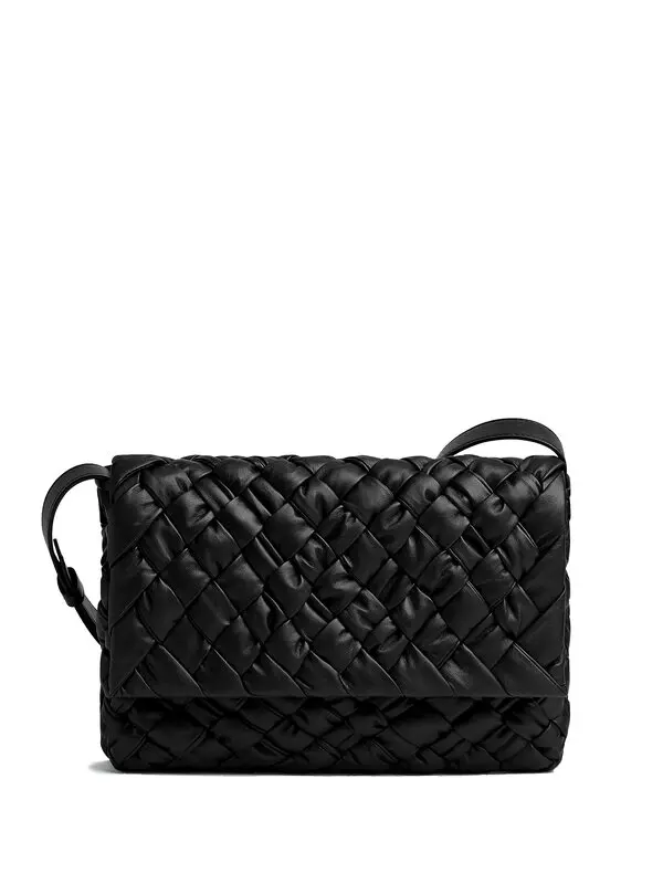 Bottega Veneta Woven Leather Shoulder Bag - Black