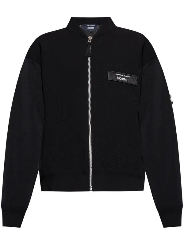 Comme Des Garçons Zip-up Bomber Jacket With Logo Patch