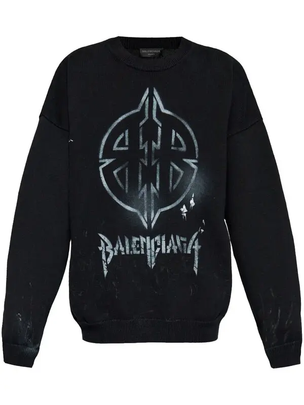 Balenciaga Logo Print Crew Neck Sweater