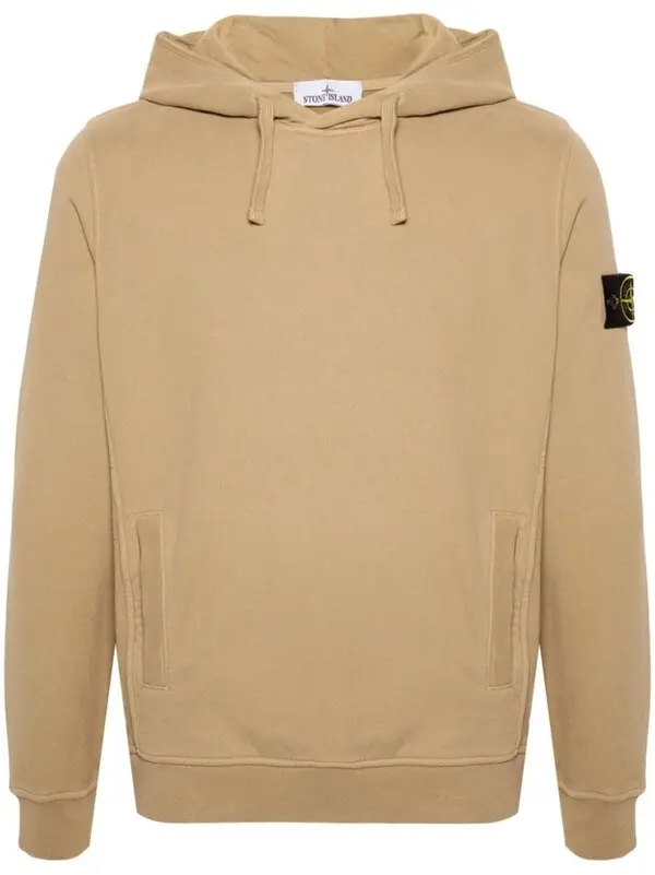 Stone Island Cotton Sweatshirt With Detachable Compass Badge - Beige