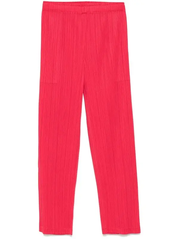 Issey Miyake Plissé Effect Trousers - Red