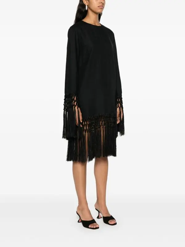 TALLER MARMO Murray Linen Short Dress With Fringe Detail