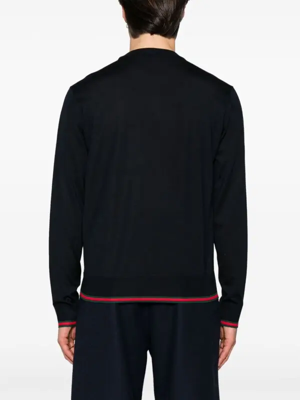 Gucci Wool Crew Neck Sweater With Web Trim