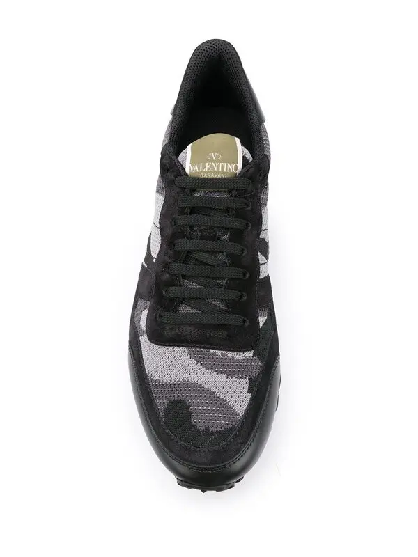 Valentino Garavani Rockrunner Sneakers With Camouflage Pattern - Black