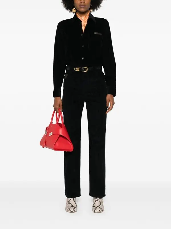 Bottega Veneta Velvet Straight Trousers - Blue