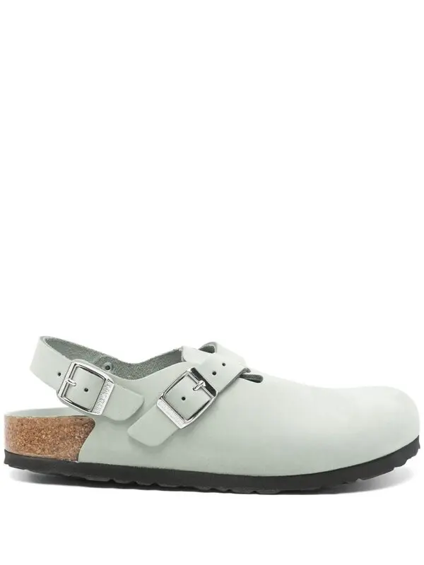 BIRKENSTOCK Tokio Leather Slingback Slippers - Grey