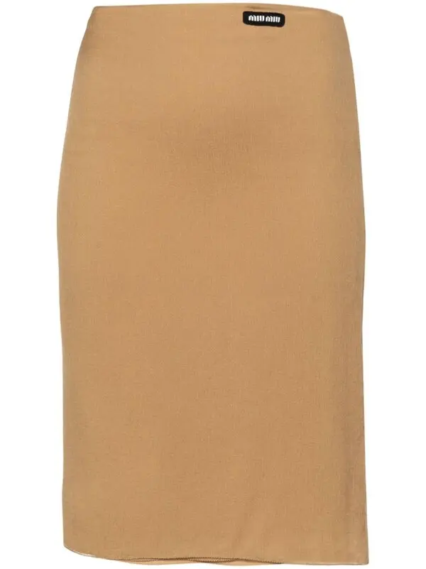 Miu Miu Sand Silk Chiffon Midi Skirt