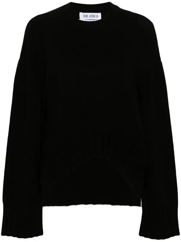 Attico Wool Blend Crewneck Sweater - Black