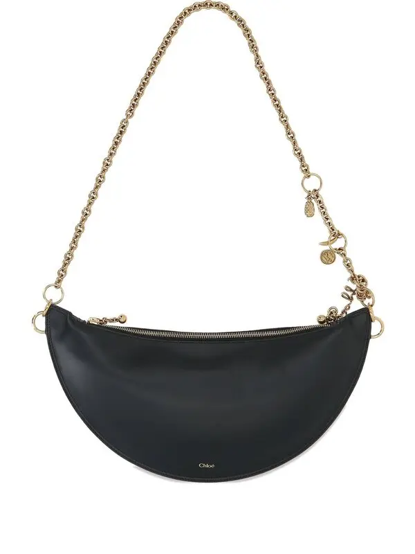 Chloé Icons Leather Shoulder Bag With Gold-tone Chain Strap - Black