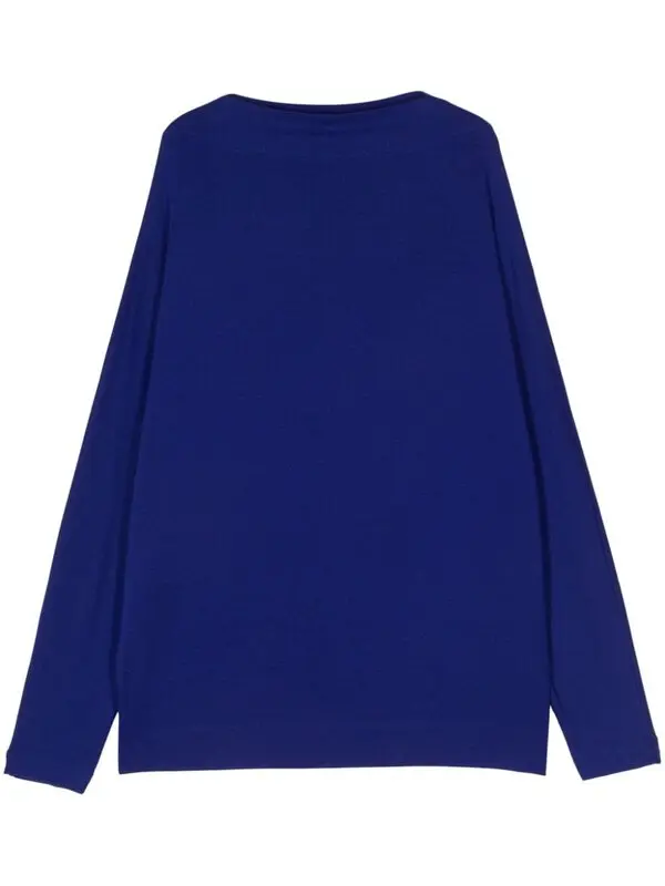 Issey Miyake Boat Neck Long Sleeve Sweater - Blue
