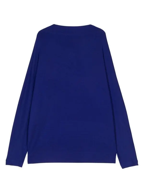 Issey Miyake Boat Neck Long Sleeve Sweater - Blue