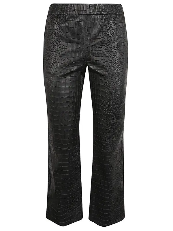 ENES Python Pattern Leather Trousers - Black