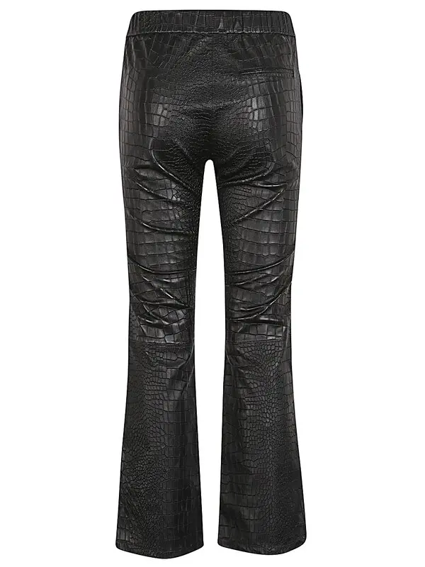 ENES Python Pattern Leather Trousers - Black