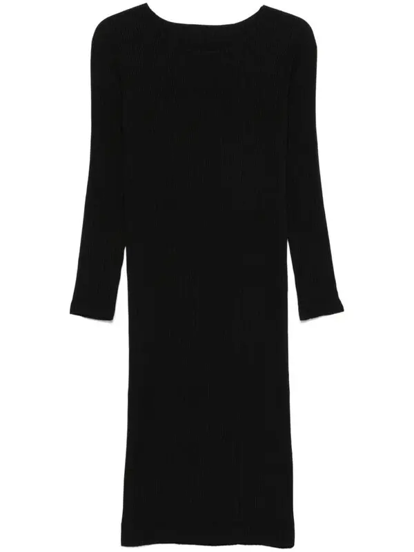 Issey Miyake Ribbed Midi Dress - Black