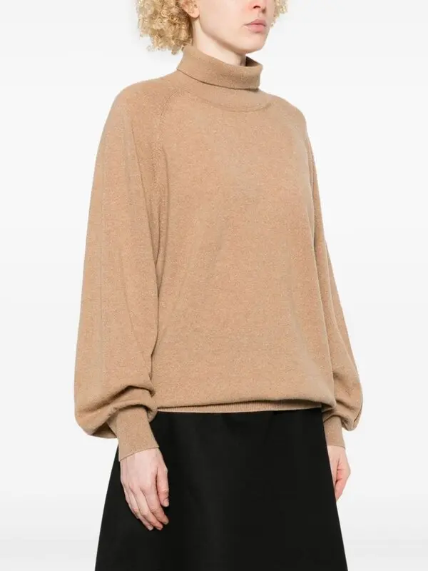 Khaite Percy Cashmere High Neck Sweater - Beige