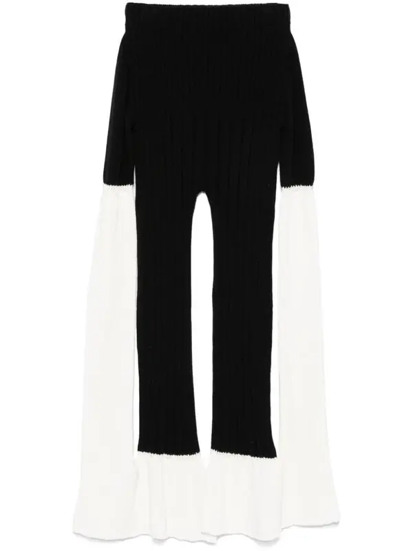 Issey Miyake And White Ribbed Trousers - Black
