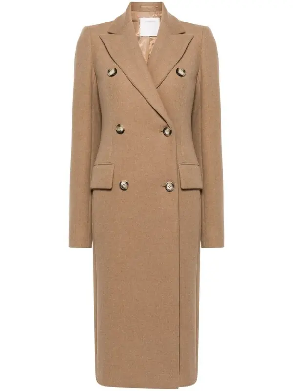 Sportmax Double-breasted Wool Coat With Peak Lapel And Belted Waist