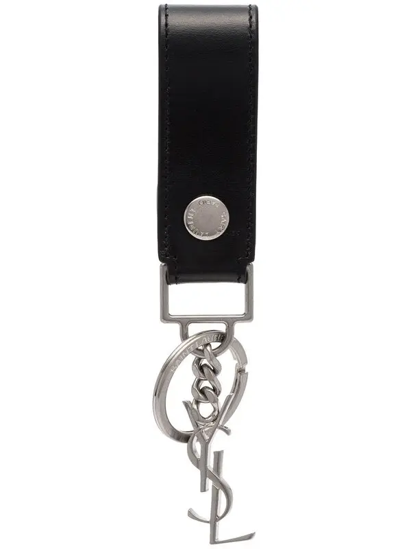 Saint Laurent Cassandre Leather Key Holder - Black
