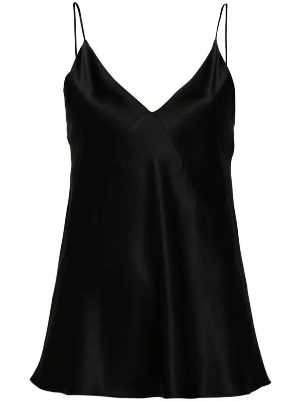 Max Mara Silk V-neck Spaghetti Strap Tank Top