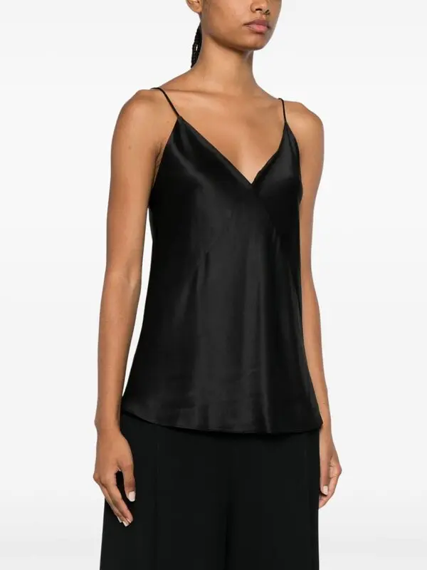 Max Mara Silk V-neck Spaghetti Strap Tank Top