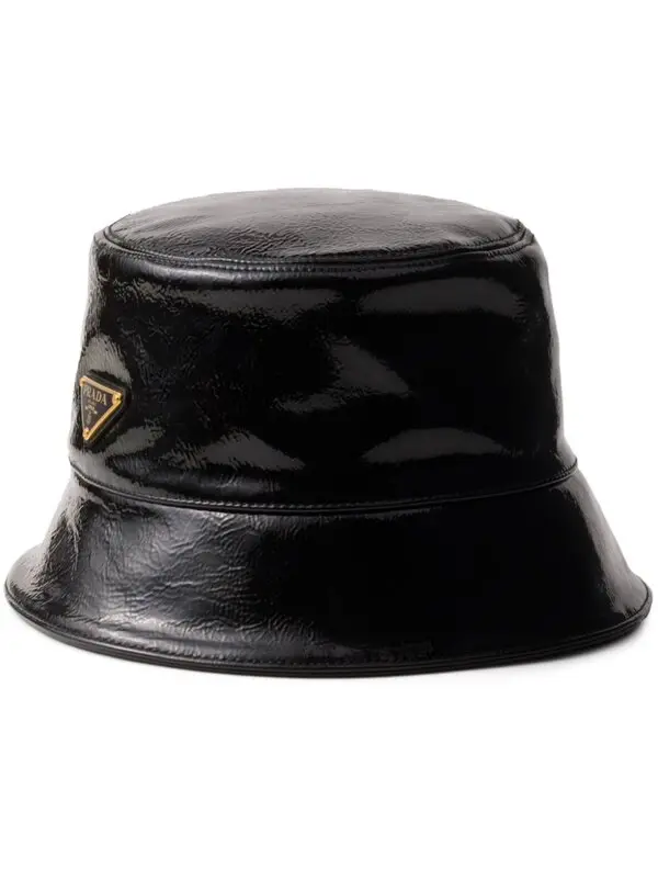 Prada Patent Leather Bucket Hat - Black