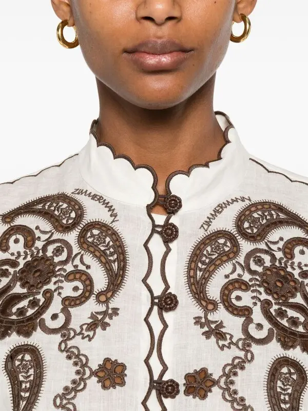 Zimmermann Ascension Embroidered Shirt - White