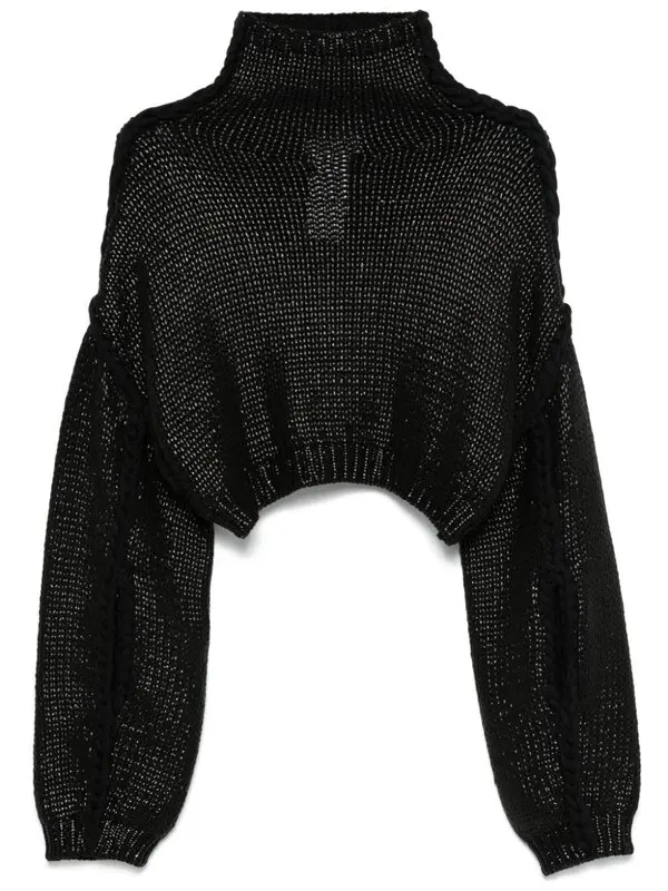 Sportmax Cropped Cotton Sweater With Braided Trim And Cut-out Detailing