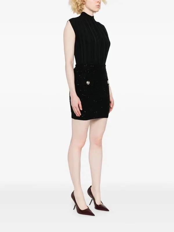 Balmain Embellished Tweed Mini Skirt