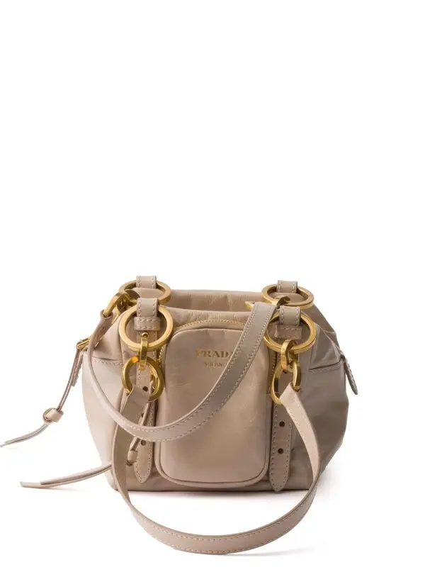 Prada Dangle Mini Leather Bucket Bag