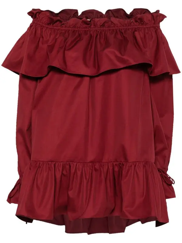 Saint Laurent Cotton Twill Mini Dress - Red
