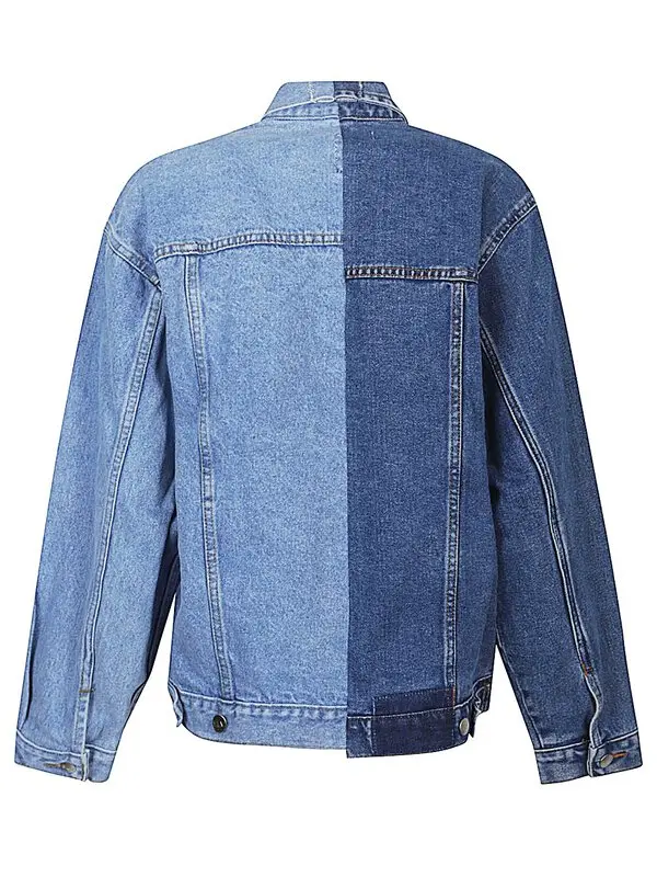 E.L.V. DENIM Cotton Denim Jacket With Pointed Collar