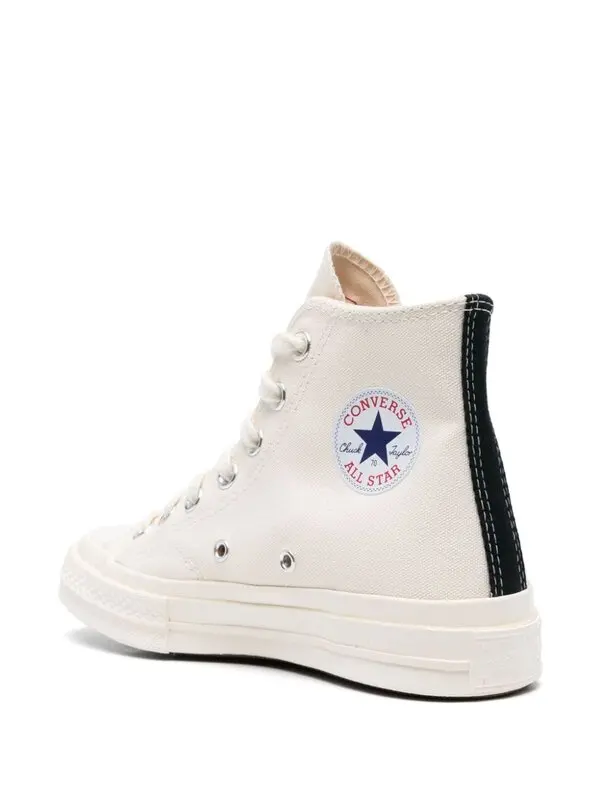 Play Comme Des Garcon High Top Canvas Sneakers With Red Heart Logo