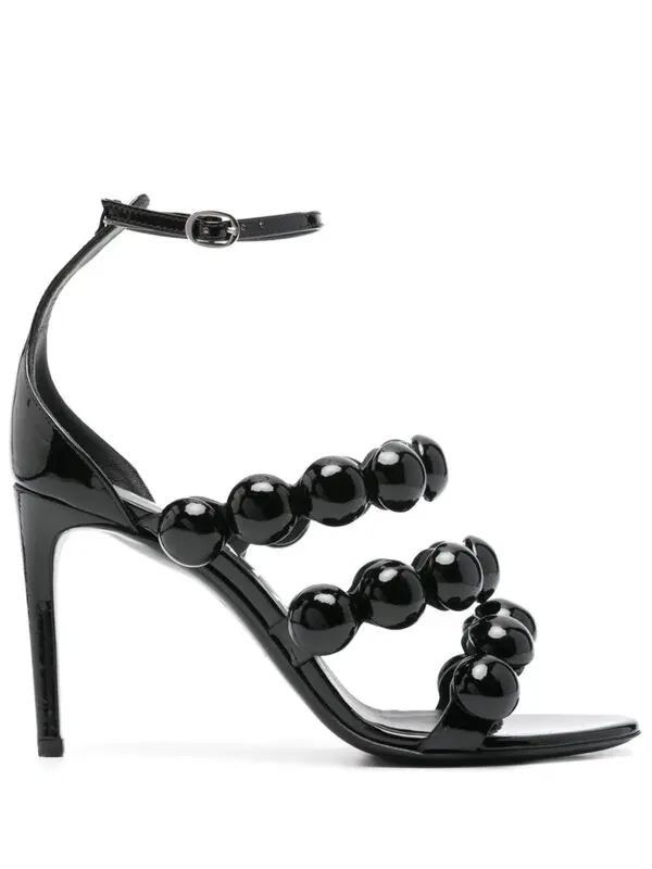 Alaïa Leather Heel Sandals With Buckle Fastening And Half-sphere Embellishments