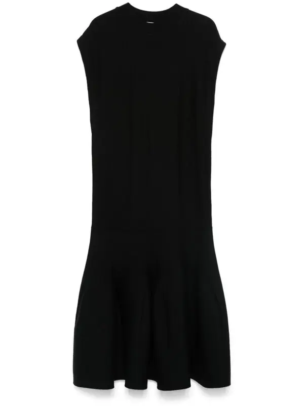 Alaïa Ribbed Wool Midi Dress With Mock Neck