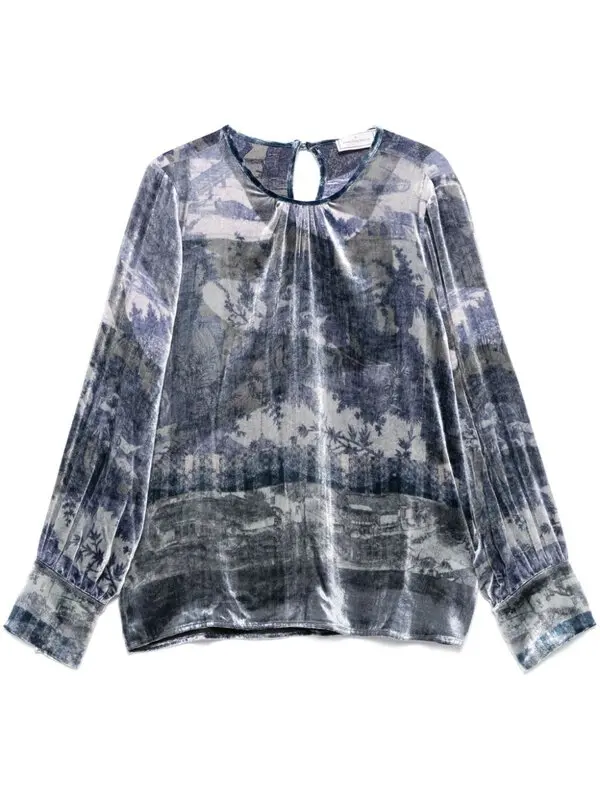 PIERRE-LOUIS MASCIA Silk Printed Blouse - Blue