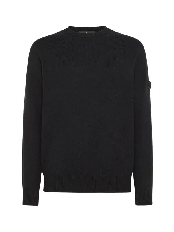 Peuterey Yak Wool Blend Sweater With Logo - Blue