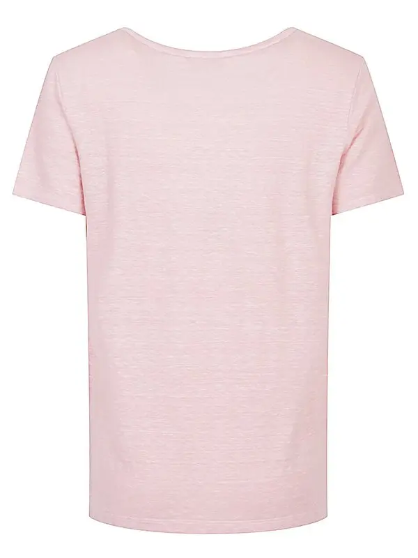 BASE Linen T-shirt With Crew Neck And Patch Pocket