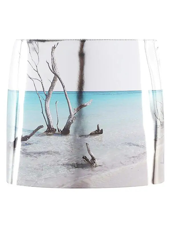 Prada Printed Leather Mini Skirt - Silver