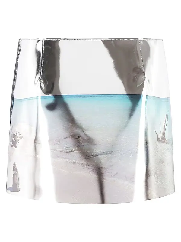 Prada Printed Leather Mini Skirt - Silver